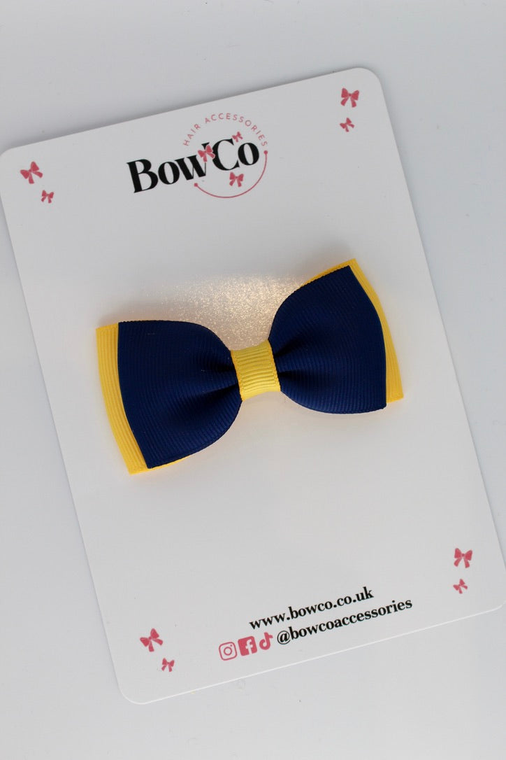 Navy Blue and Yellow Gold - Double Lapel Bow - Clip – BowCo Hair ...